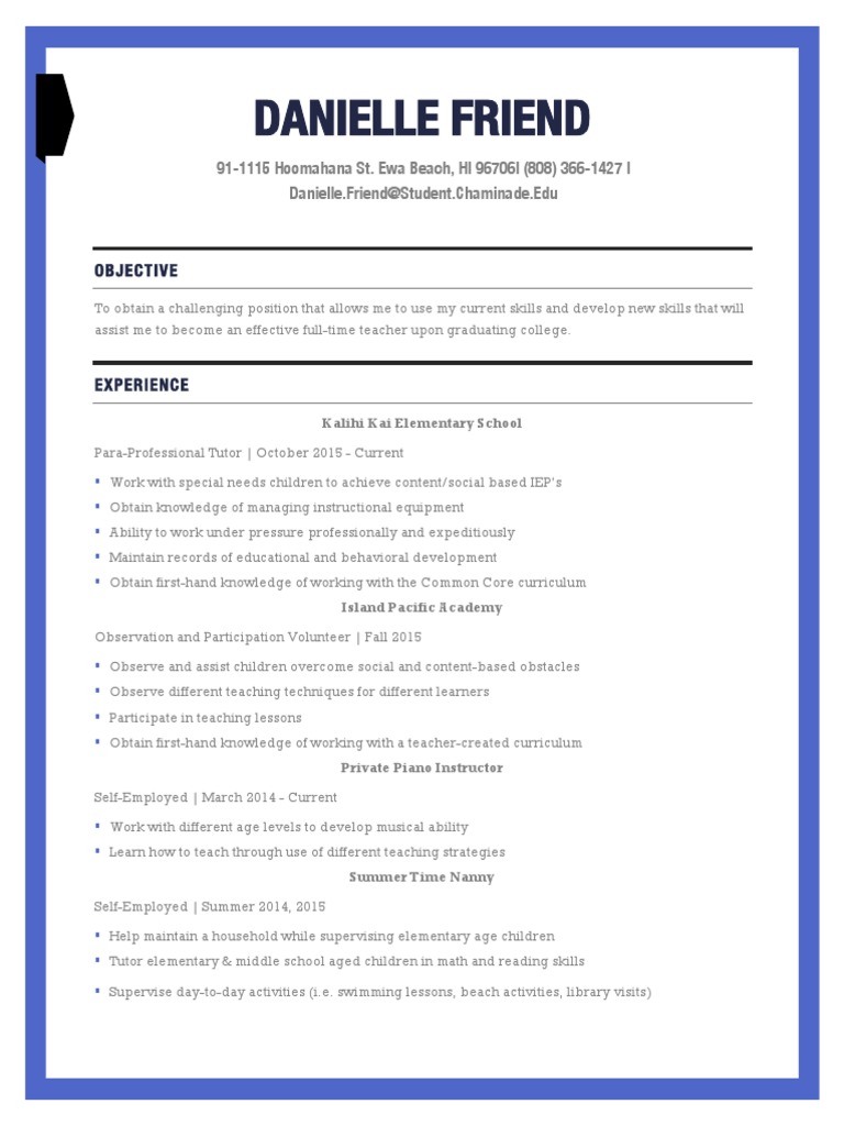 Danielle - Resume 2016 | PDF