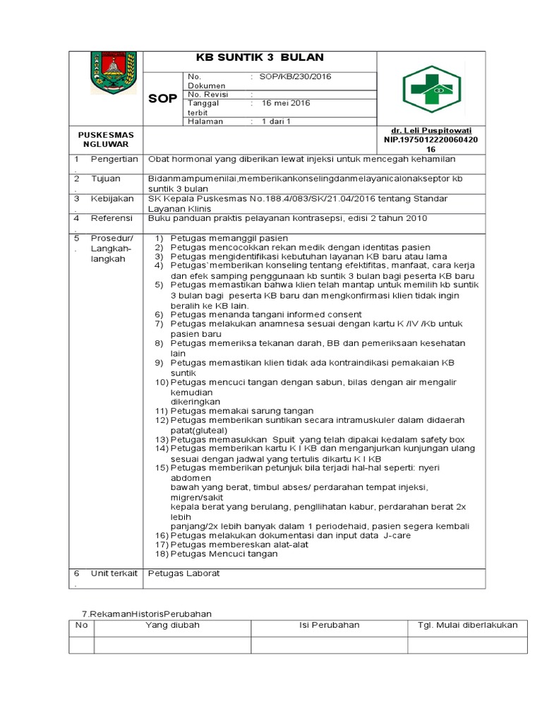 Sop KB Suntik 3 Bulan | PDF