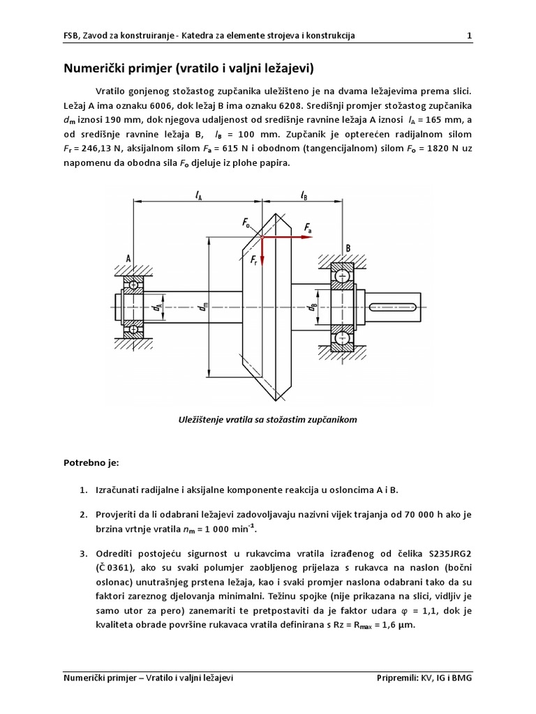 Numericki Primjer Vratilo I Valjni Lezajevi WEB 2013 v2 | PDF