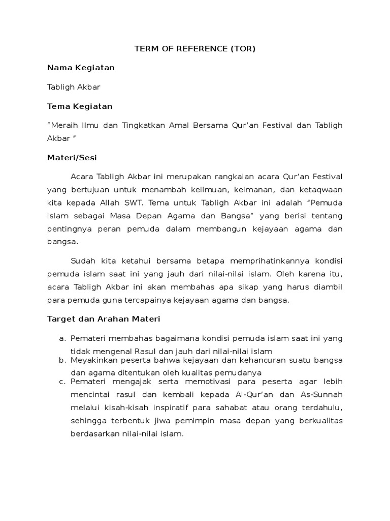 Term of Reference(Tor)