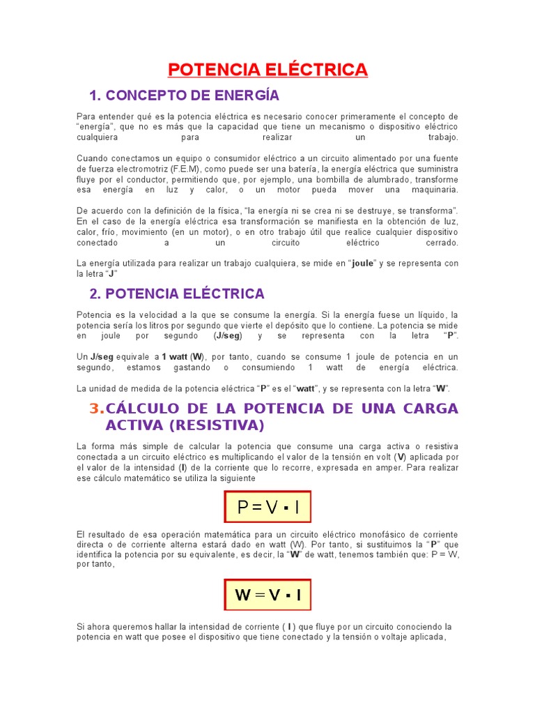 Potencia Eléctrica | PDF | Energia electrica | Vatio