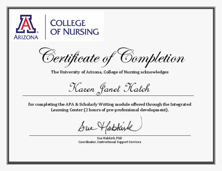Certificate Apa Scholarly Writing Module Completion Karenjhatch | PDF