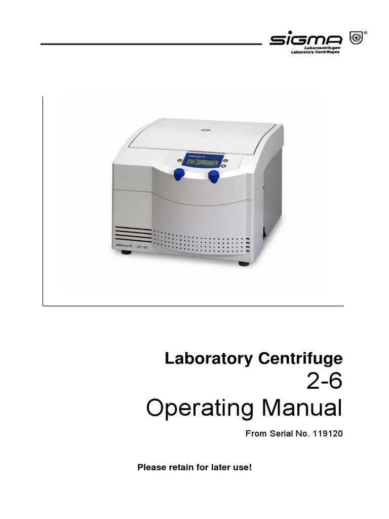 Manual Sigma Centrifuge 2-6 Eng | PDF | Centrifuge | Corrosion