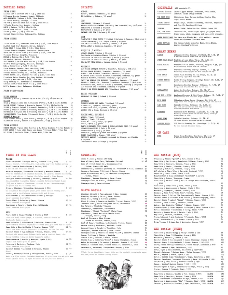 Publican Anker Drink Menu | PDF | Cooking, Food & Wine