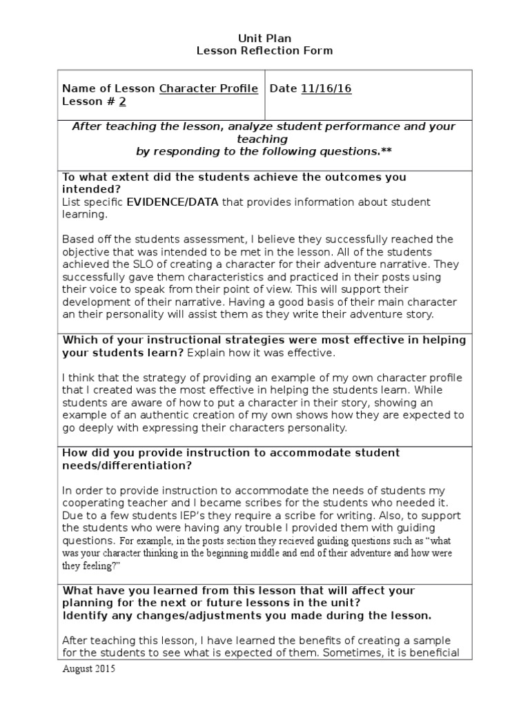 Lesson 2 - Reflection | Narrative | Teachers