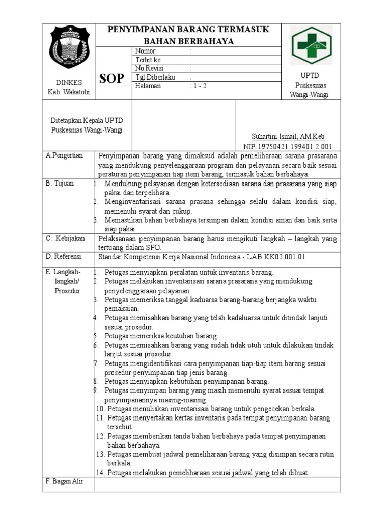 SOP Penyimpanan Barang di Puskesmas | PDF