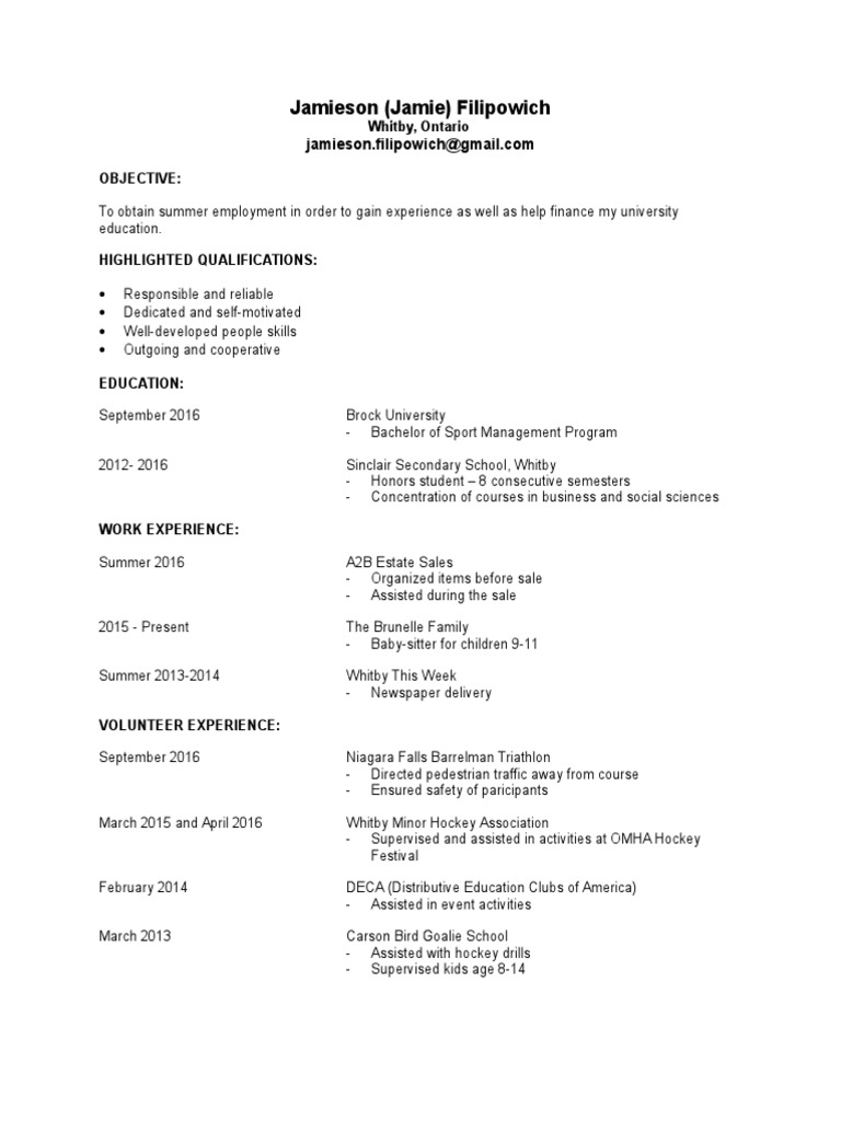 Jamie Resume 1 | PDF