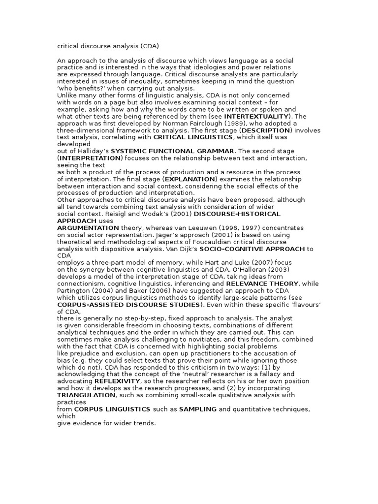 Critical Discourse Analysis Definition | PDF | Semiotics | Truth