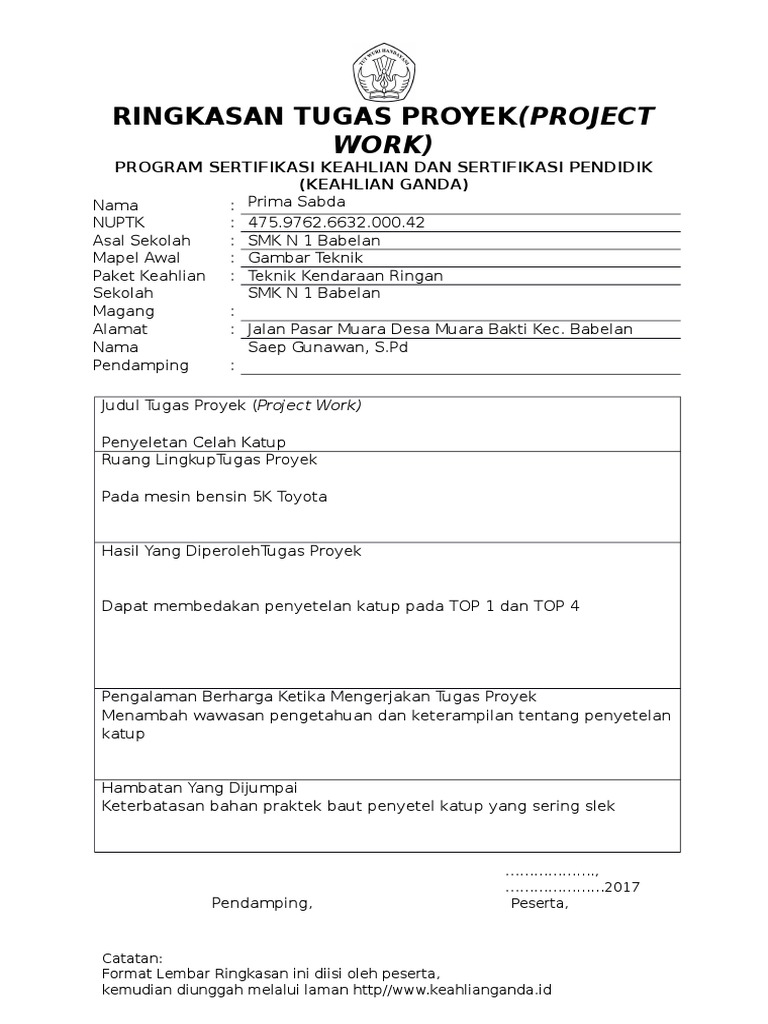 Ringkasan Project Work | PDF