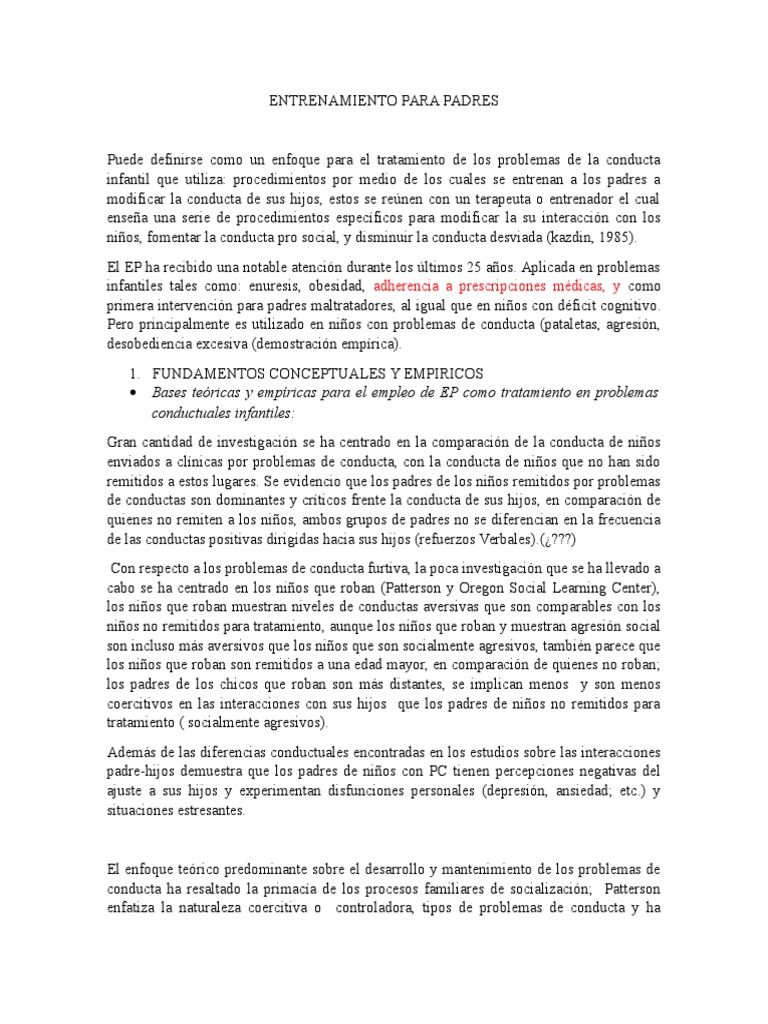 Entrenamiento para Padres | PDF | Comportamiento | Jardín de infancia