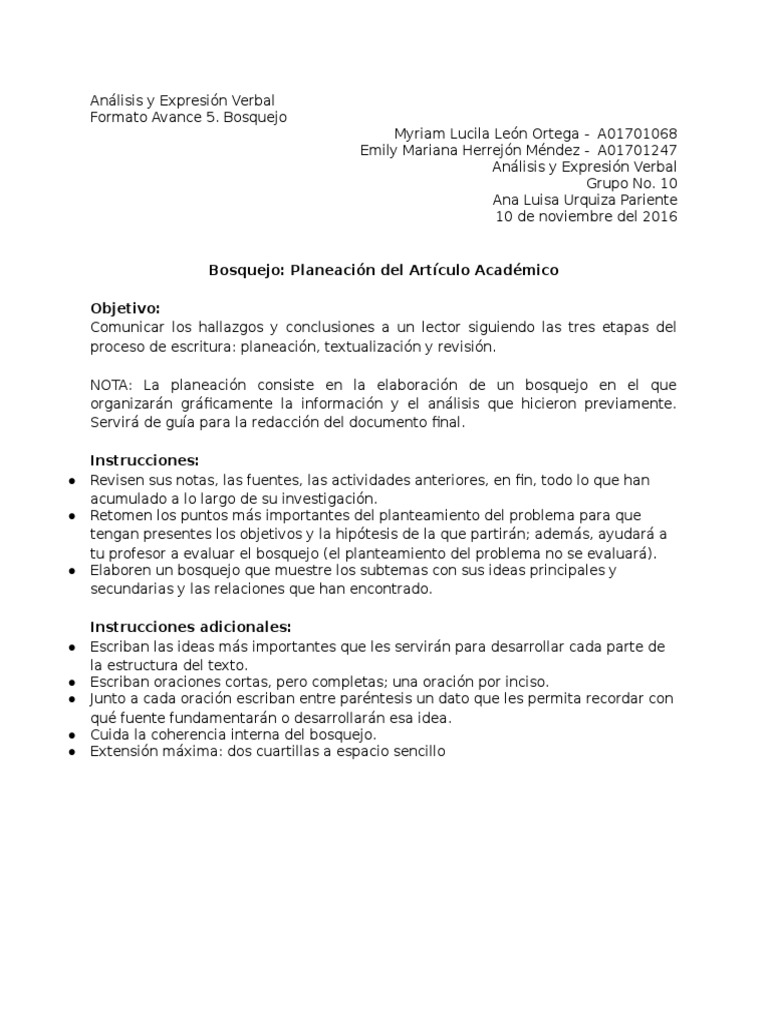 Formato Avance 5 Bosquejo | PDF | Marketing | Publicidad