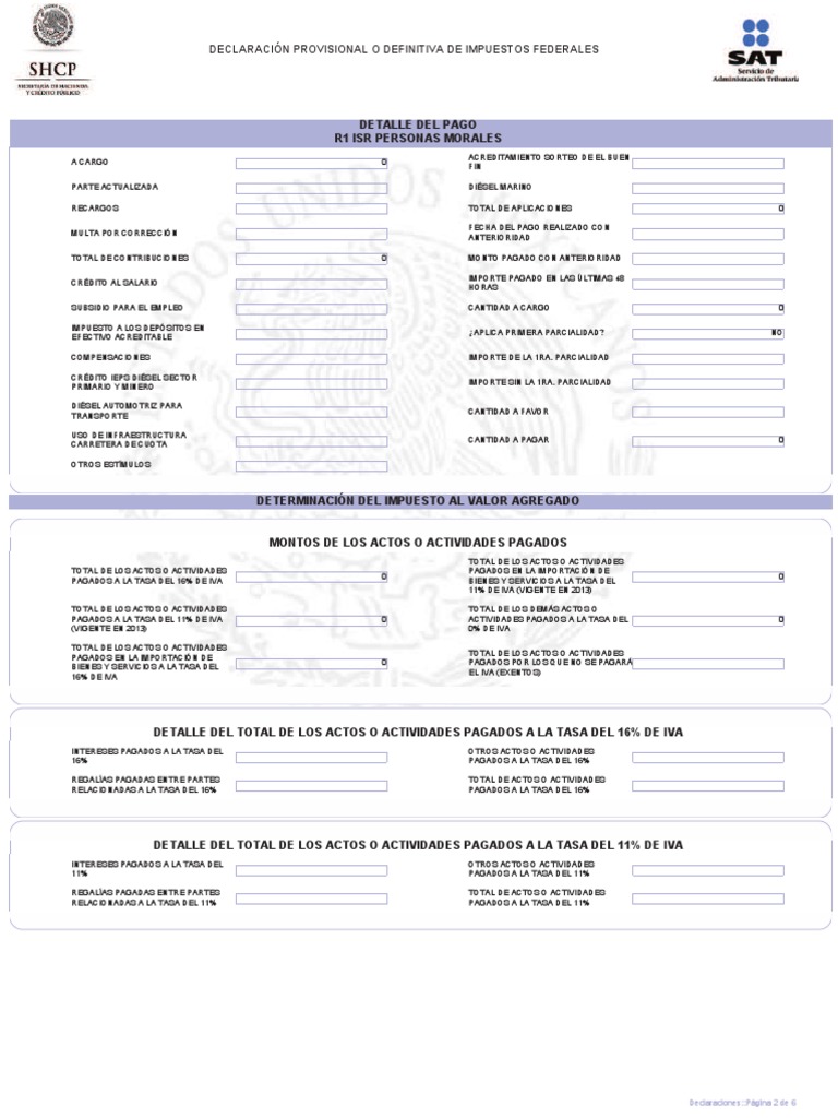 Declaracion Mensual Definitiva SAT | PDF