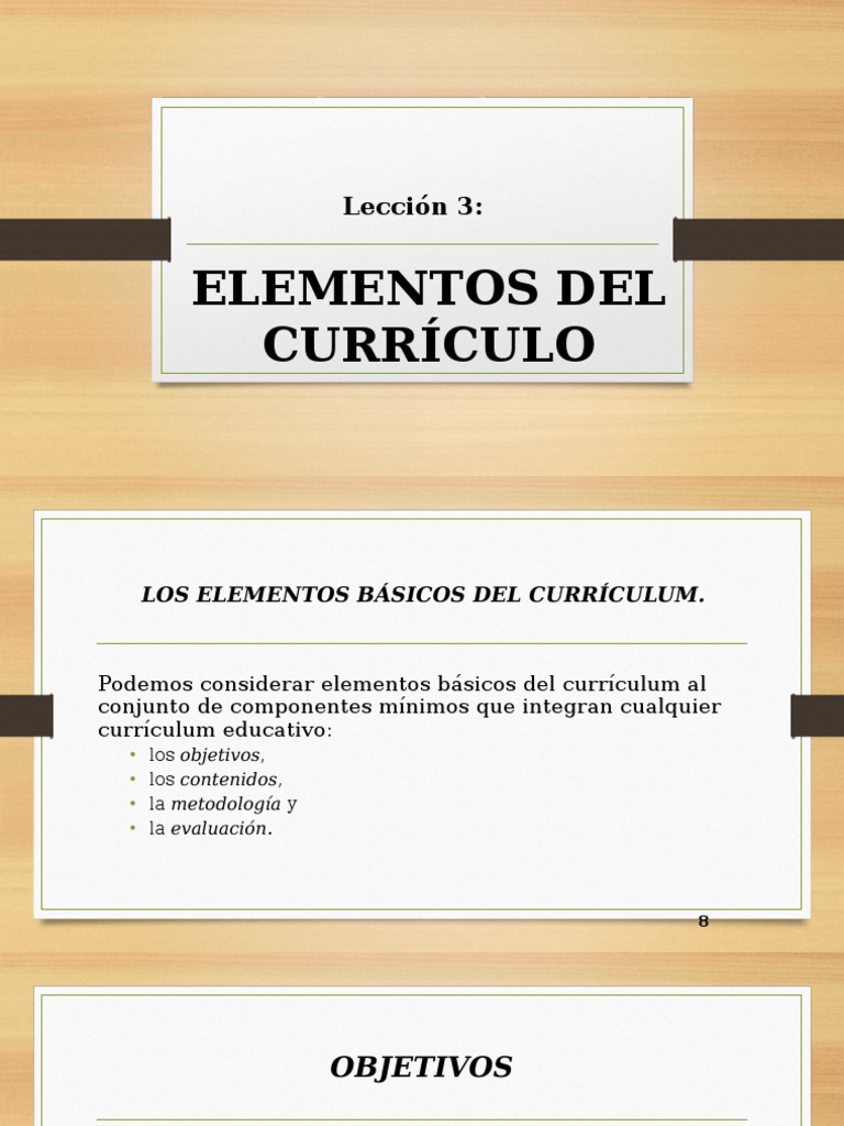 Lección 3 Elementos Del Currículo | PDF | Plan de estudios | Aprendizaje