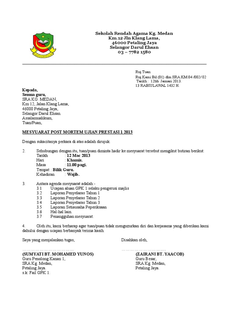 SRA Kg Medan Mesyuarat Post Mortem | PDF