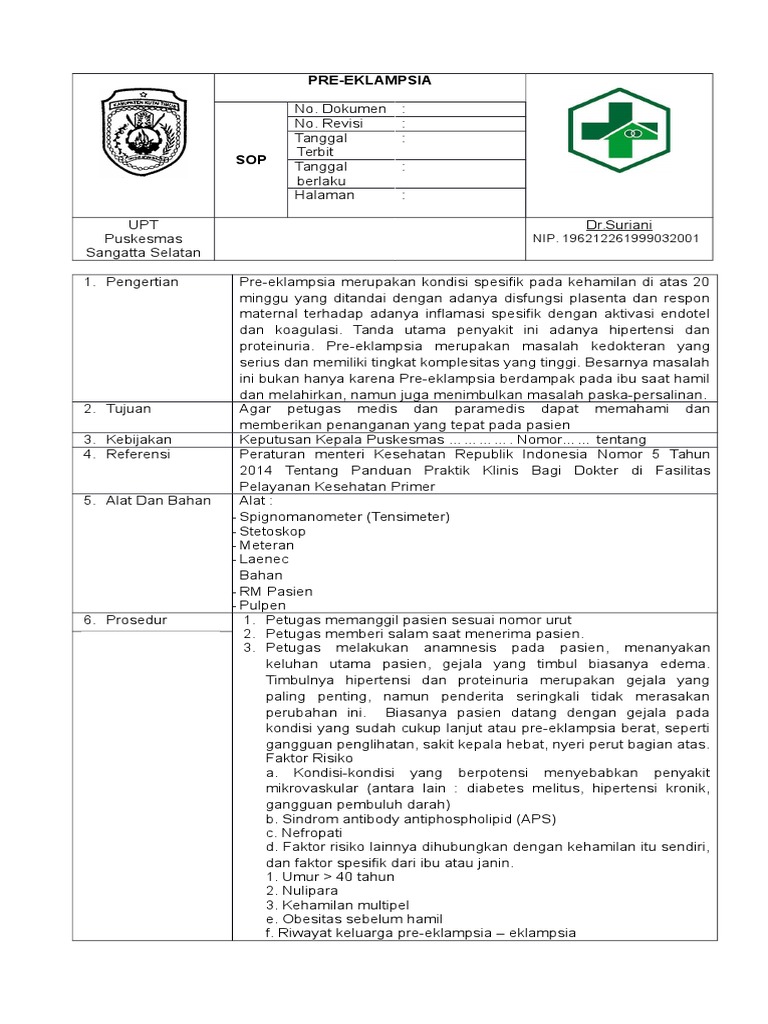 SOP Preeklampsia | PDF
