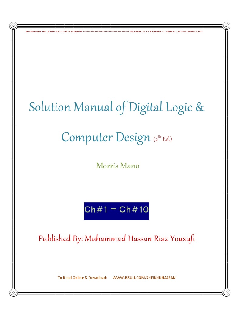 Solution Manual of Digital Logic and Computer Design (2nd Edition) Morris Mano PDF | Download ...