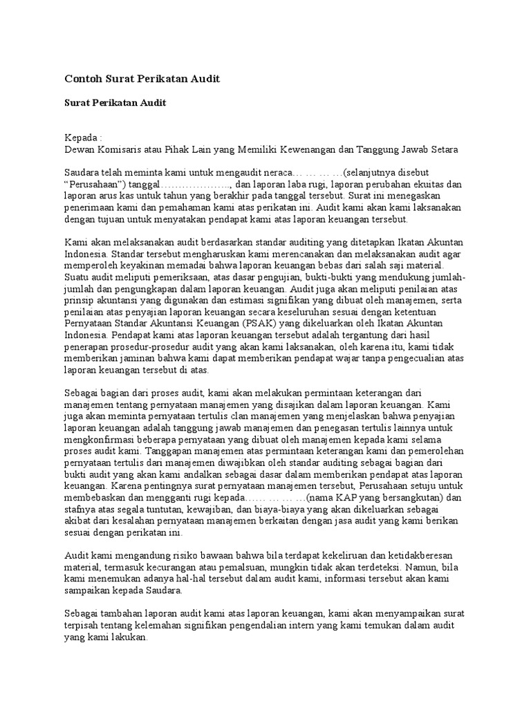Contoh Surat Perikatan Audit | PDF