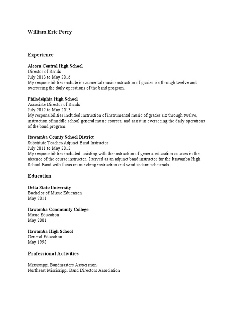William Eric Perry Resume | PDF