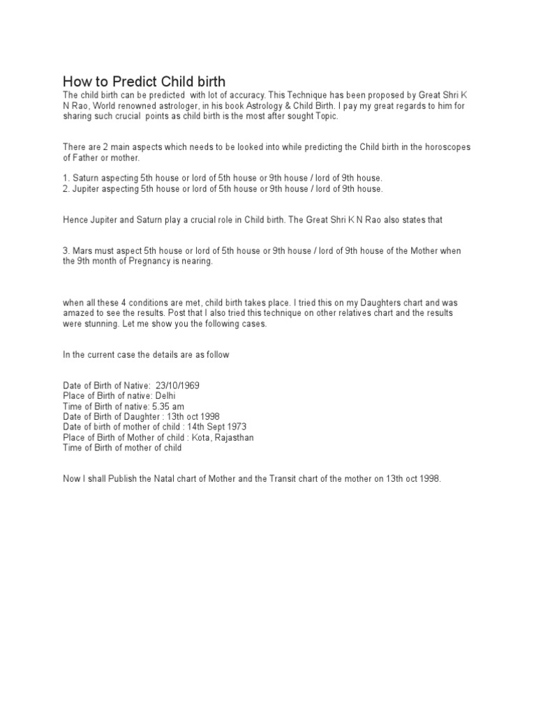 How To Predict Child Birth | PDF | Planets In Astrology | Horoscope