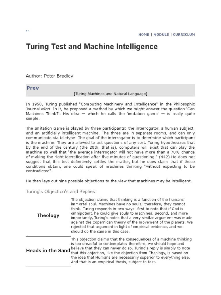 Turing Test Limitations | PDF | Consciousness | Cognitive Science