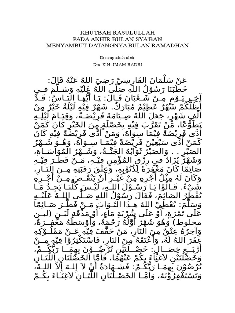 07-Khutbah Rasulullah Akhir Sya'Ban | PDF