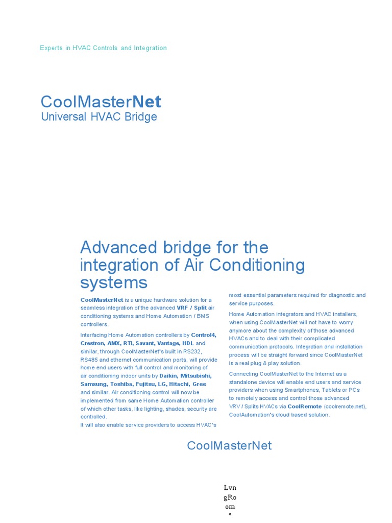 CoolAutomation CoolMasterNet | PDF | Home Automation | Automation