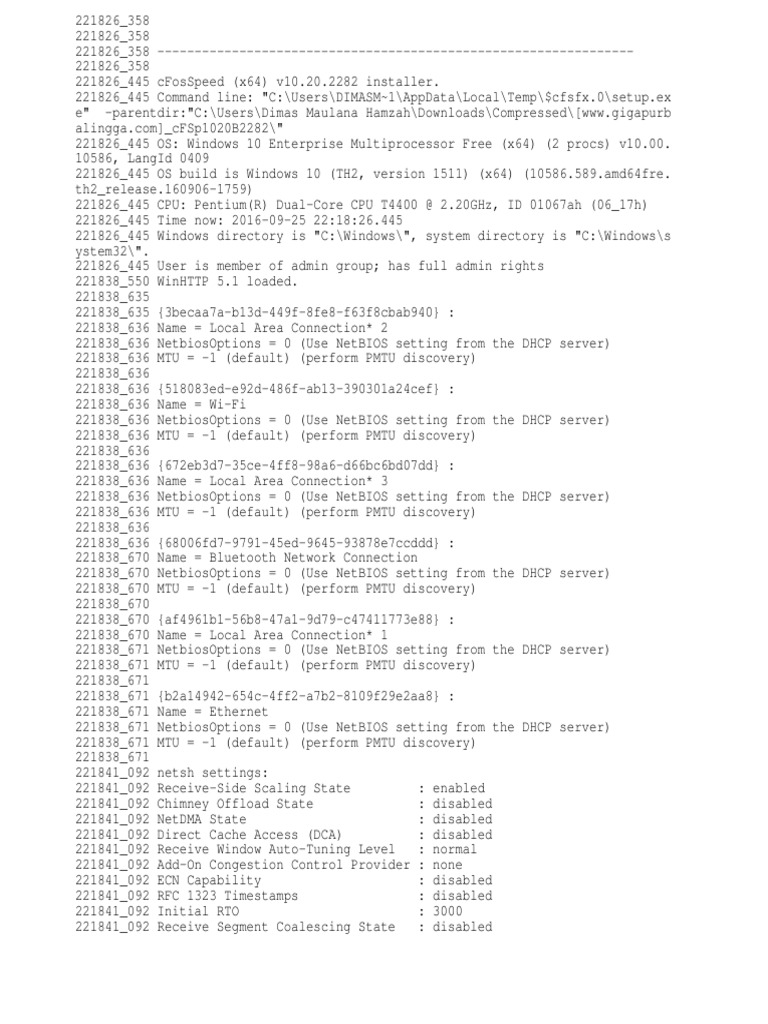 cFosSpeed Setup Log | PDF | Windows Registry | Installation (Computer Programs)