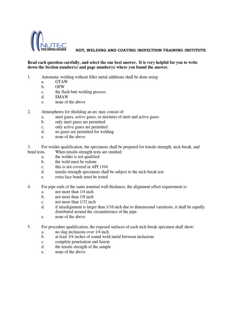 API 1104 Welding Procedure and Performance Qualification - An ...