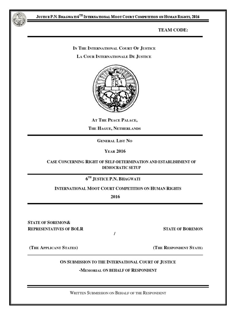 Respondent Memorial | PDF | Sovereign State | Treaty
