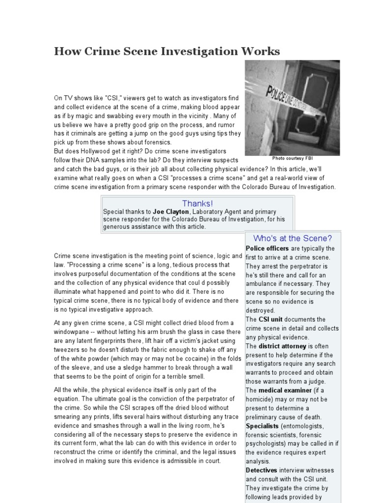 How Crime Scene Investigation Works | PDF