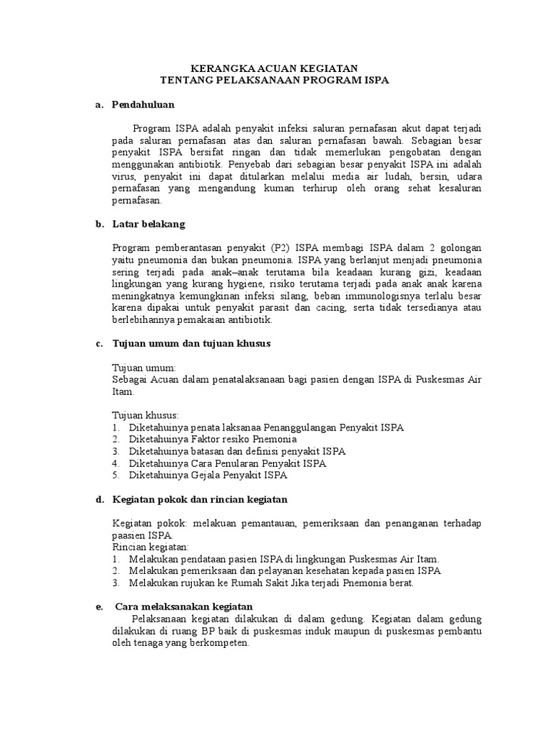 Kak Pelaksanaan Program Ispa | PDF