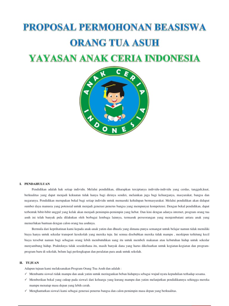 Proposal Orang Tua Asuh Indonesia | PDF