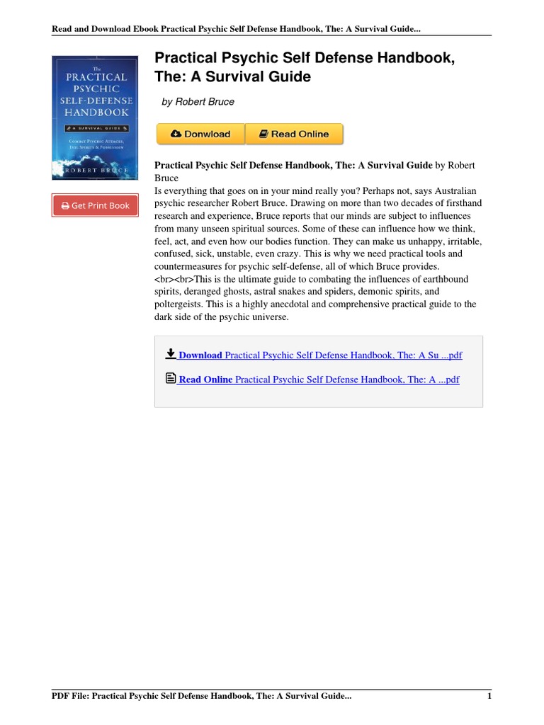 Practical Psychic Self Defense Handbook | PDF | Self | Self Defense