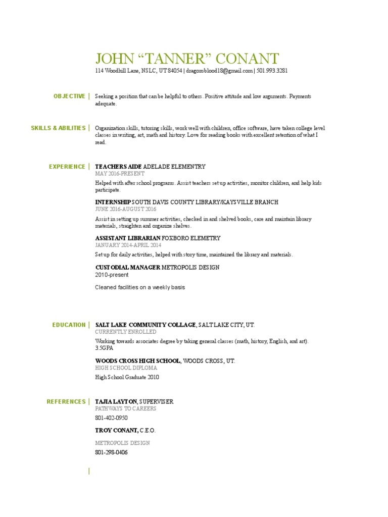 John Conant's Resume and Skills Profile | PDF
