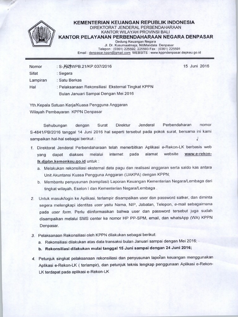 Pelaksanaan Rekonsiliasi Eksternal (E-Rekon-Lk) | PDF