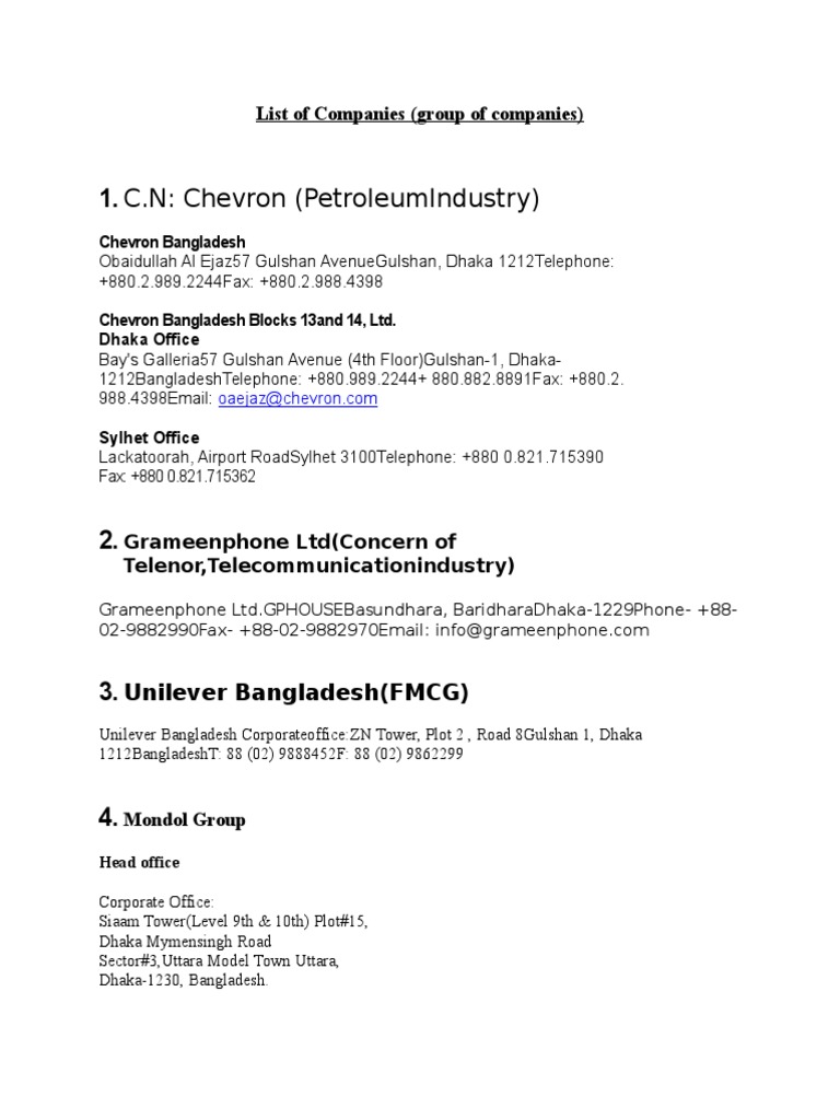 List of Companies | PDF