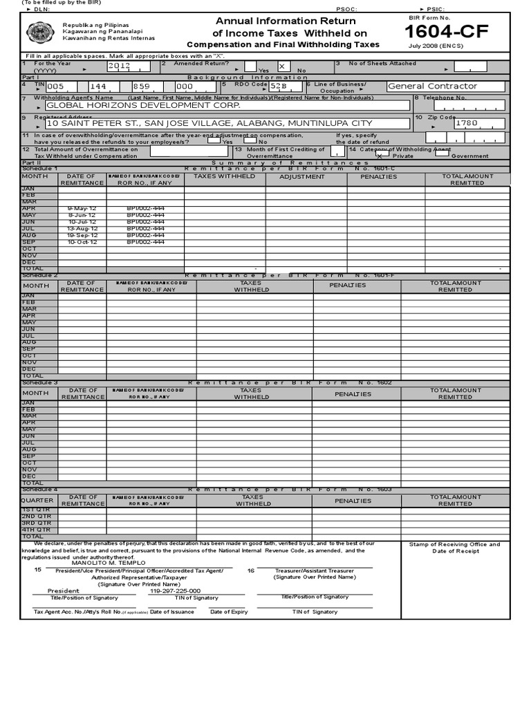 1604-CF | Employee Benefits | Withholding Tax