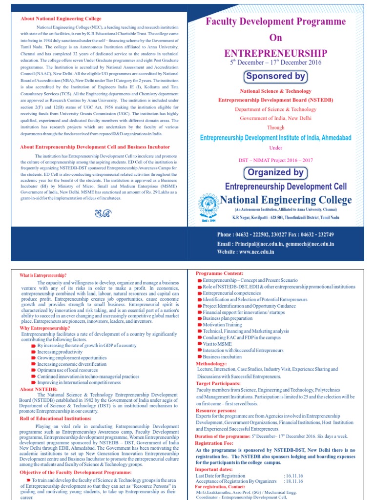 Brochure Ece FDP | Download Free PDF | Entrepreneurship | Innovation