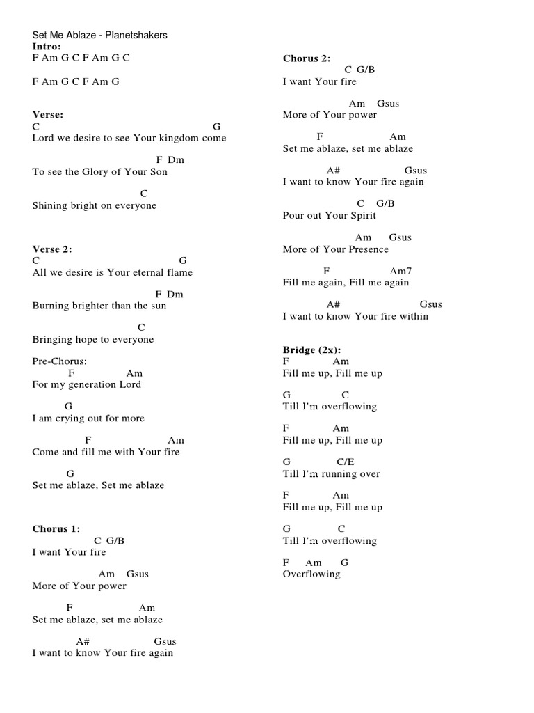 Set Me Ablaze - Planetshakers | PDF | Song Structure | Musical Compositions