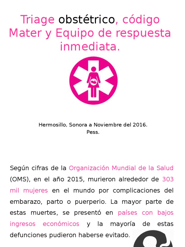 Triage Obstétrico, Código Mater y Equipo de | Medicina | Cuidado de la ...