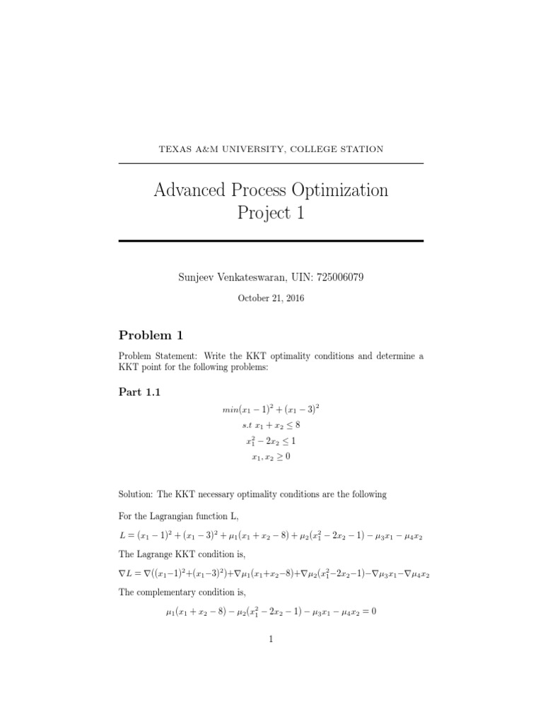 Project 1 | Download Free PDF | Mathematical Optimization | Mathematical Analysis
