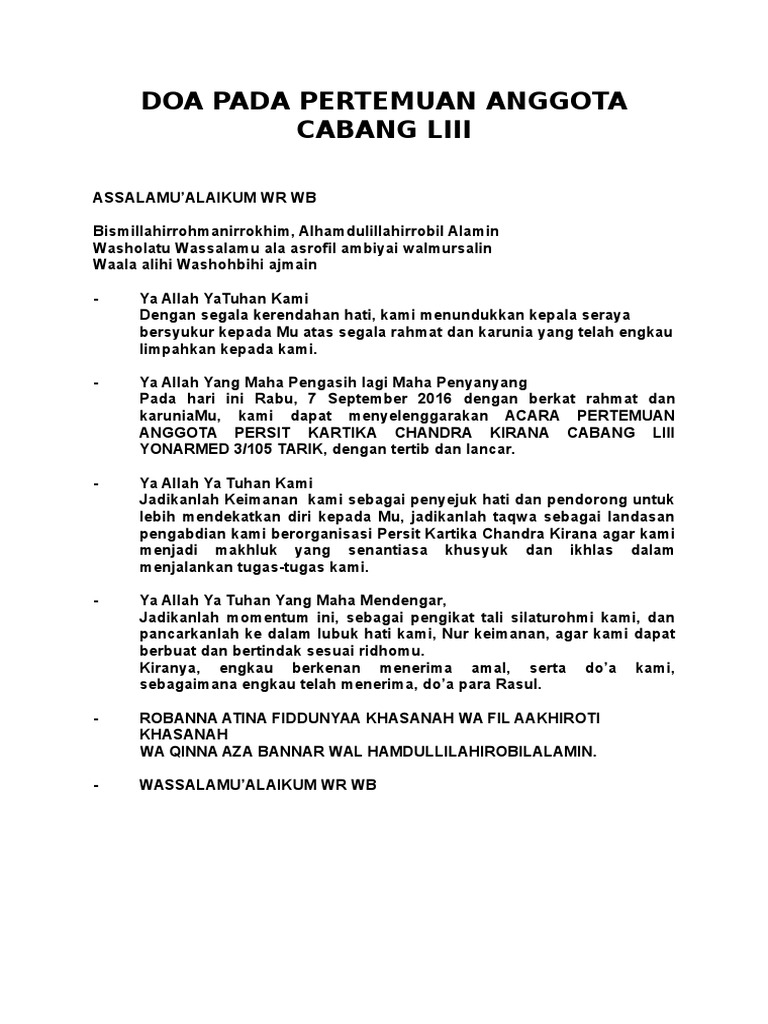 Doa Pertemuan Anggota | PDF