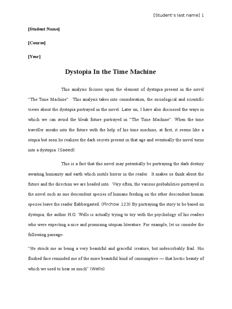 Dystopia in The Time Machine | PDF | The Time Machine | Utopian And ...
