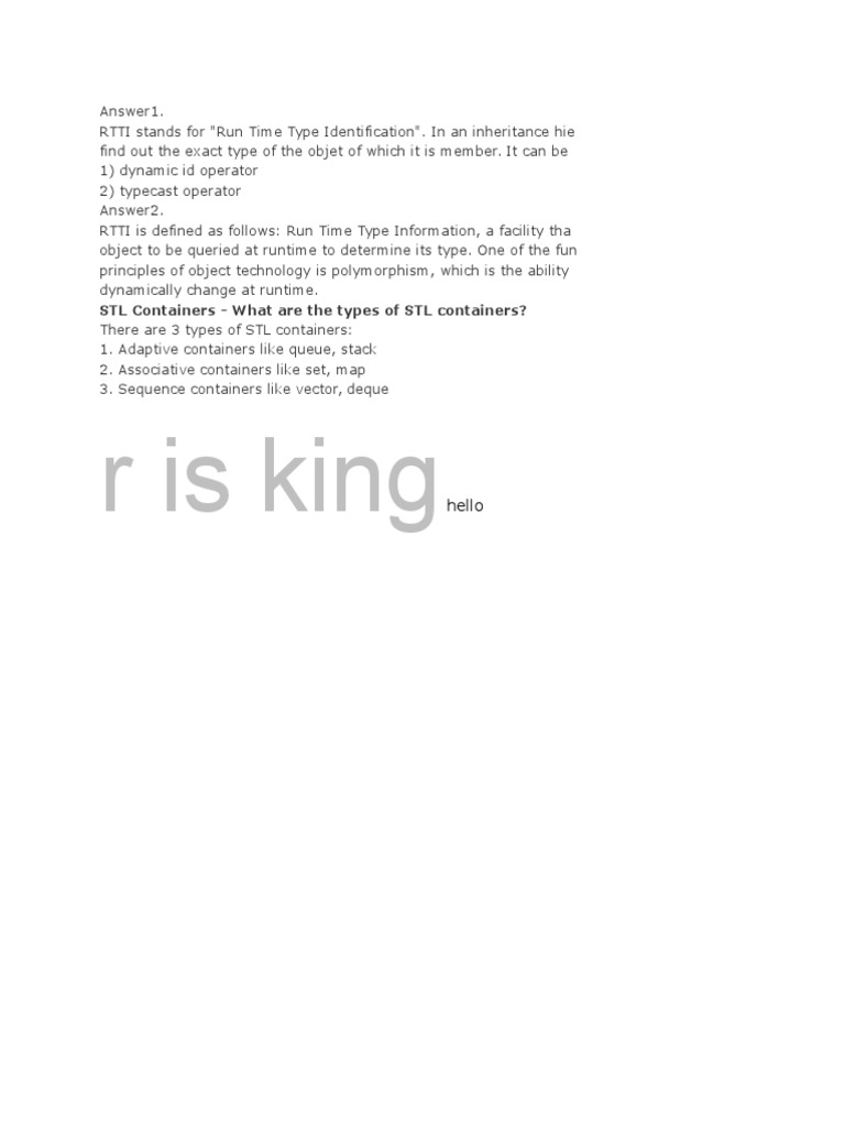R Is King: STL Containers - What Are The Types of STL Containers? | PDF