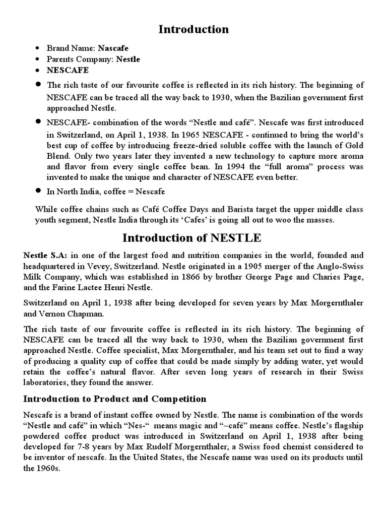 Niloy Introduction of NESTLE | PDF | Nestlé | Non Alcoholic Drinks