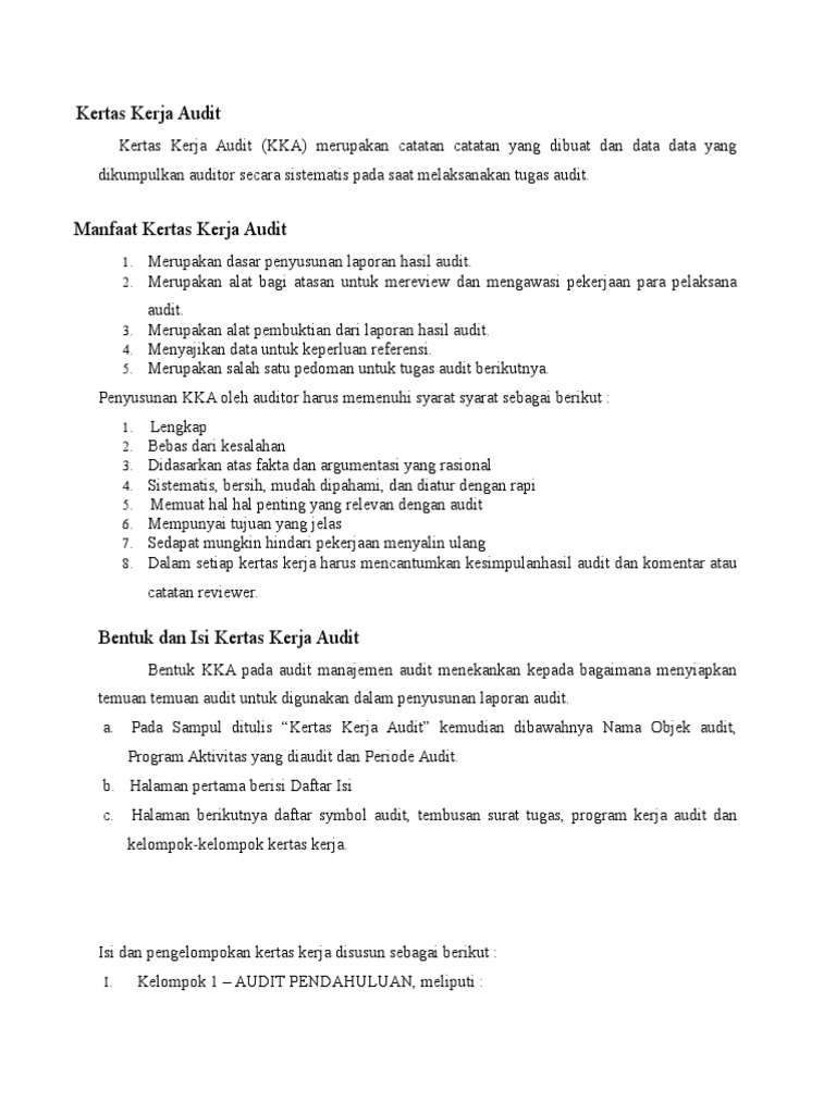 Kertas Kerja Audit | PDF