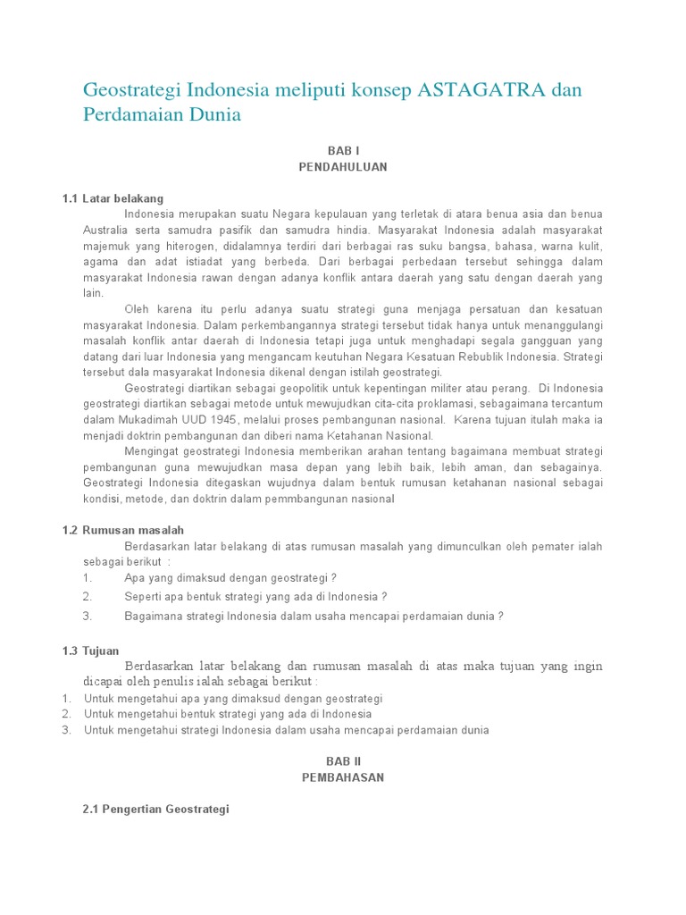 ASTAGATRA Dan Perdamaian Dunia | PDF