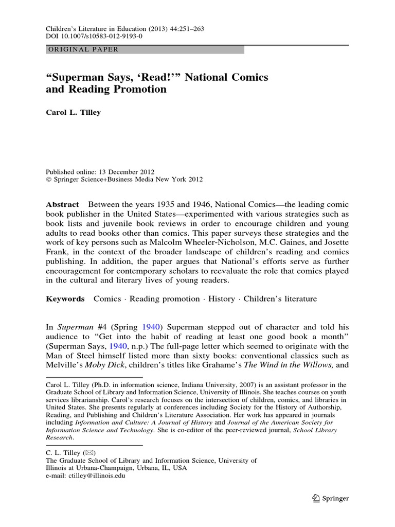 Superman Says, Read!''' National Comics and Reading Promotion | PDF ...