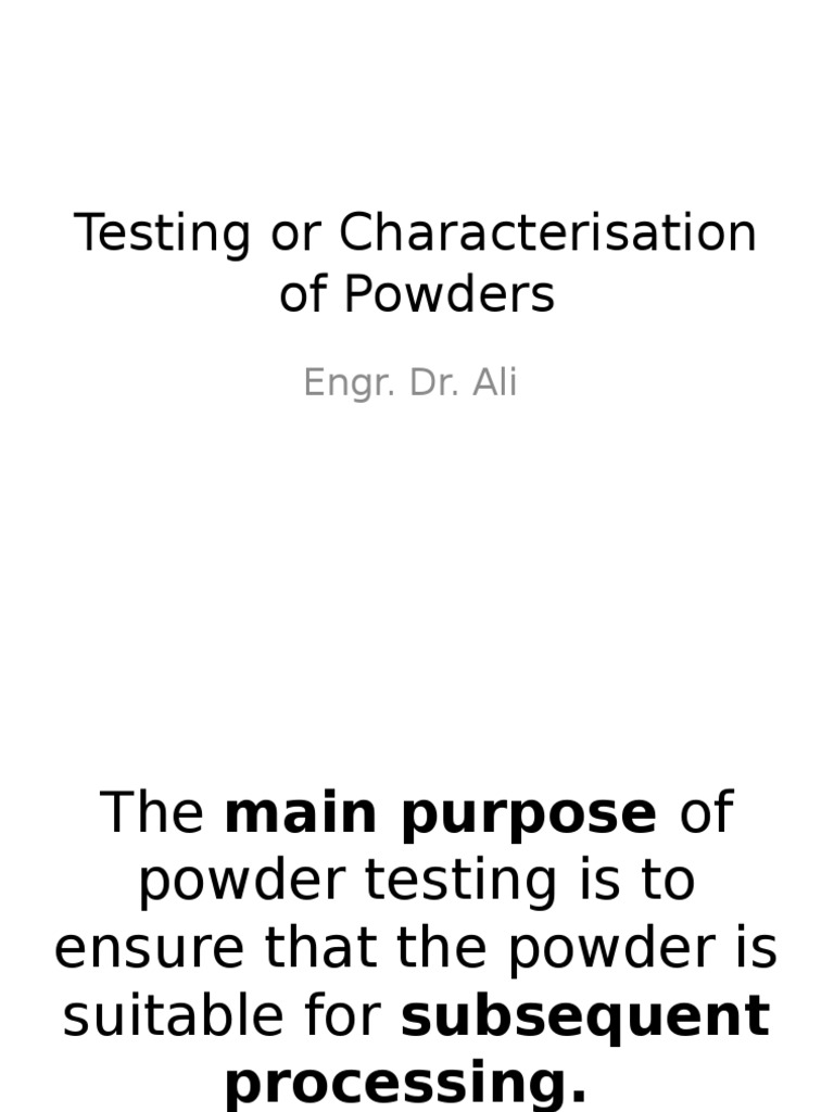Powder Shape Testing Overview | PDF