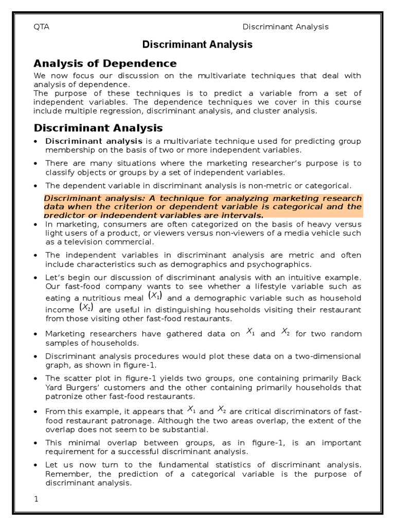 Discriminant Analysis (Student Notes) | PDF | Statistical ...